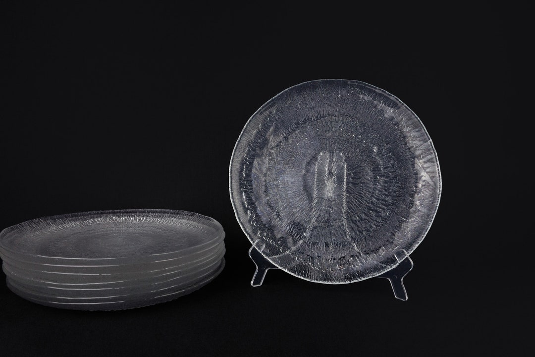 2x Vintage Iittala Solaris Large Glass Dinner Plates, Tapio Wirkkala ...