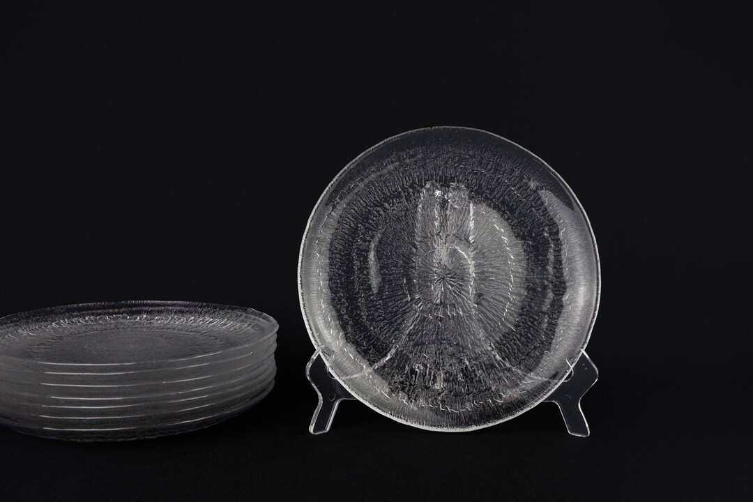 4x Vintage Iittala Solaris Medium Glass Dinner Plates, Tapio Wirkkala ...