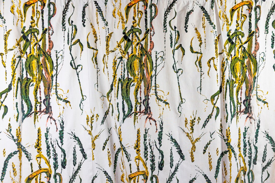 Vintage Pair of 1960's Heals Curtains, Haust Pattern, Designed by Jane ...