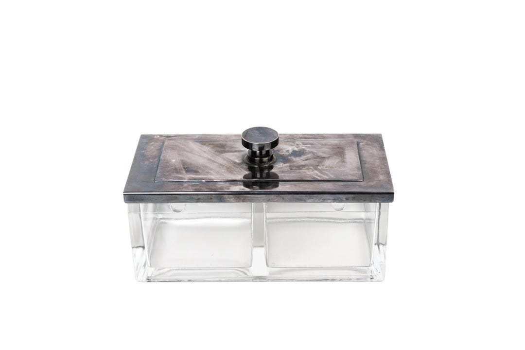 Vintage Wellner Art Deco Silver Plate and Clear Glass Two-section ...