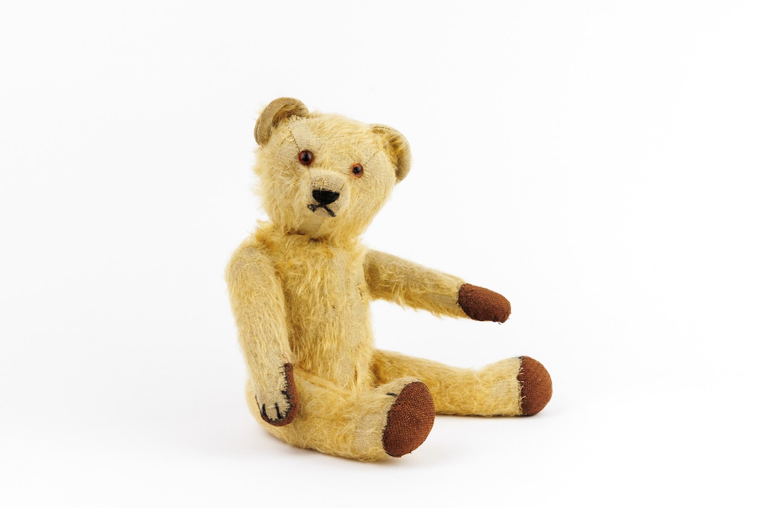 Small Vintage German 1930s Teddy Bear, Threadbare Blonde Mohair, Orange ...