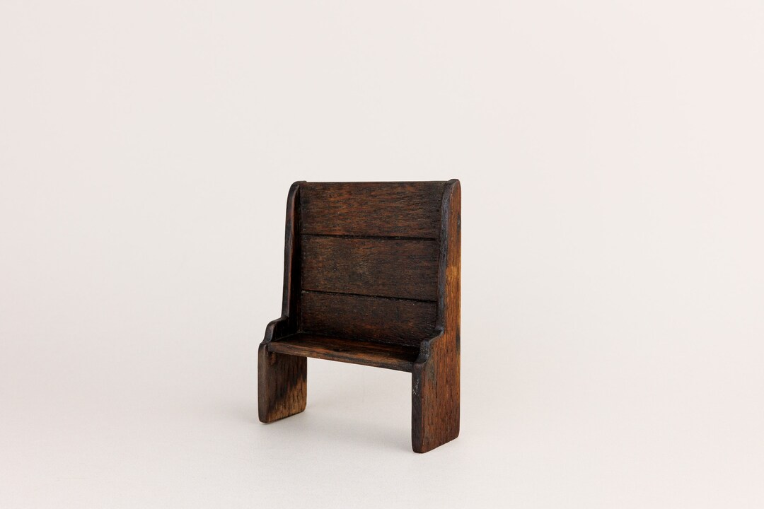 Vintage Antique Wooden Dollshouse High Back Bench, Settle, Miniature ...