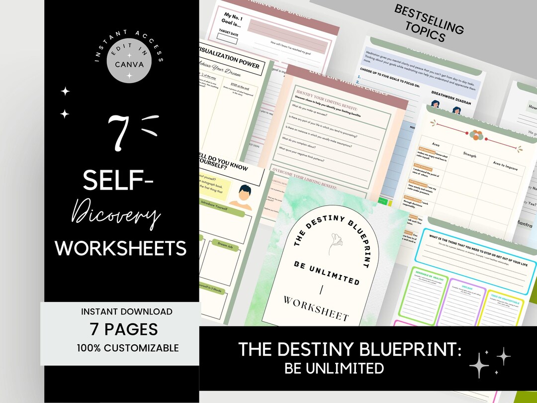 Destiny Blueprint Worksheet: Self-discovery & Goal Setting (canva ...