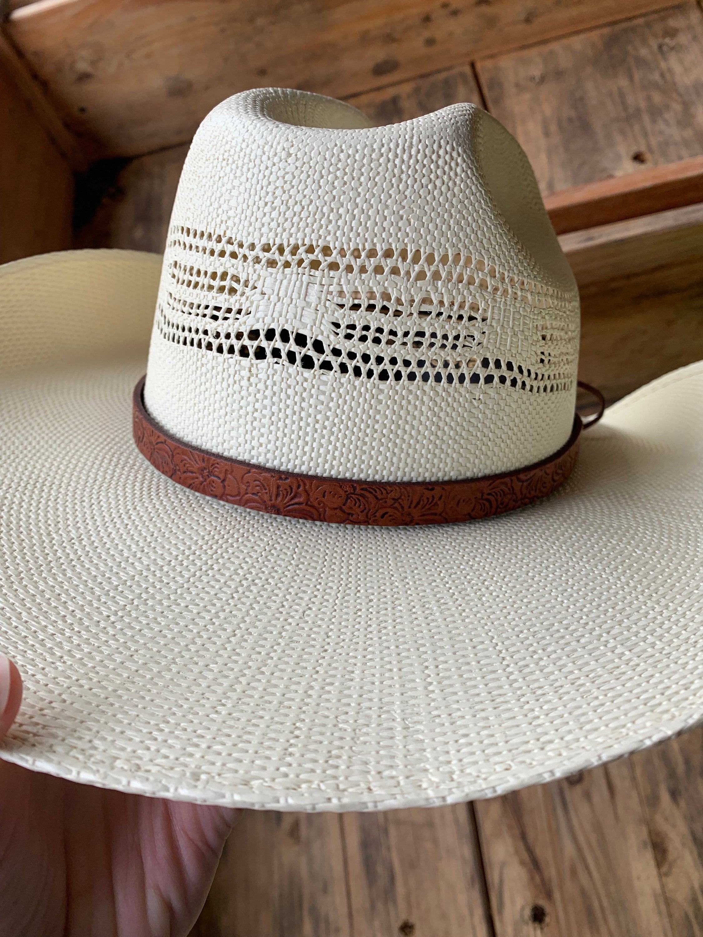 Western Floral Hat Band, Custom Leather Hat Band, Leather Cowboy Hat ...