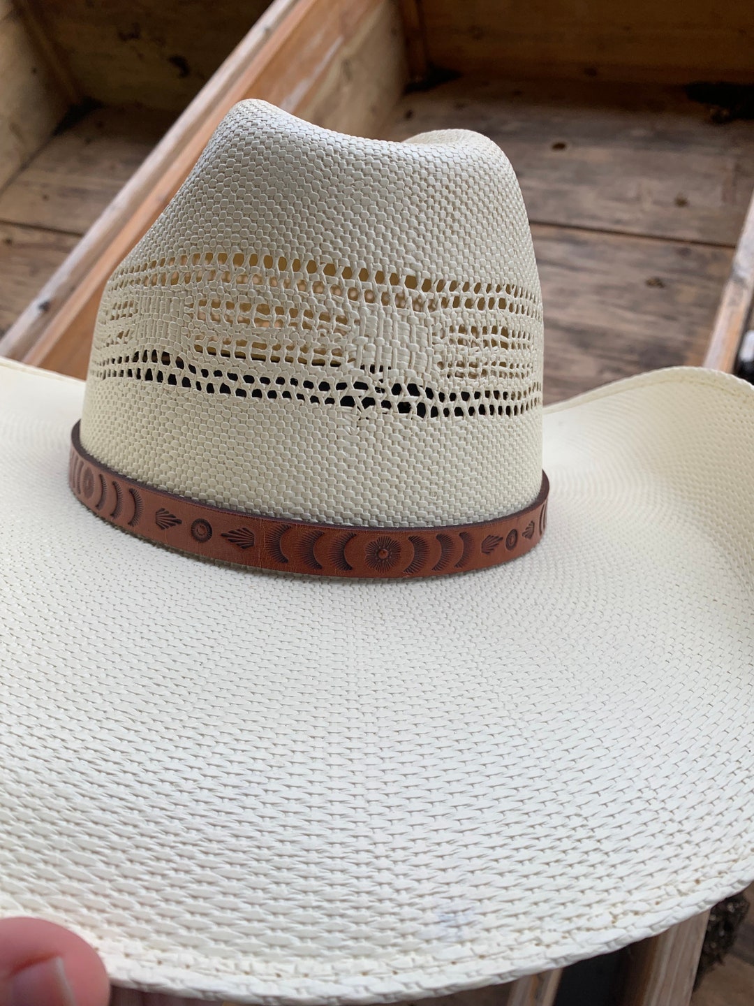 Starburst Hat Band, Leather Hat Band, Leather Cowboy Hat Band, Handmade ...
