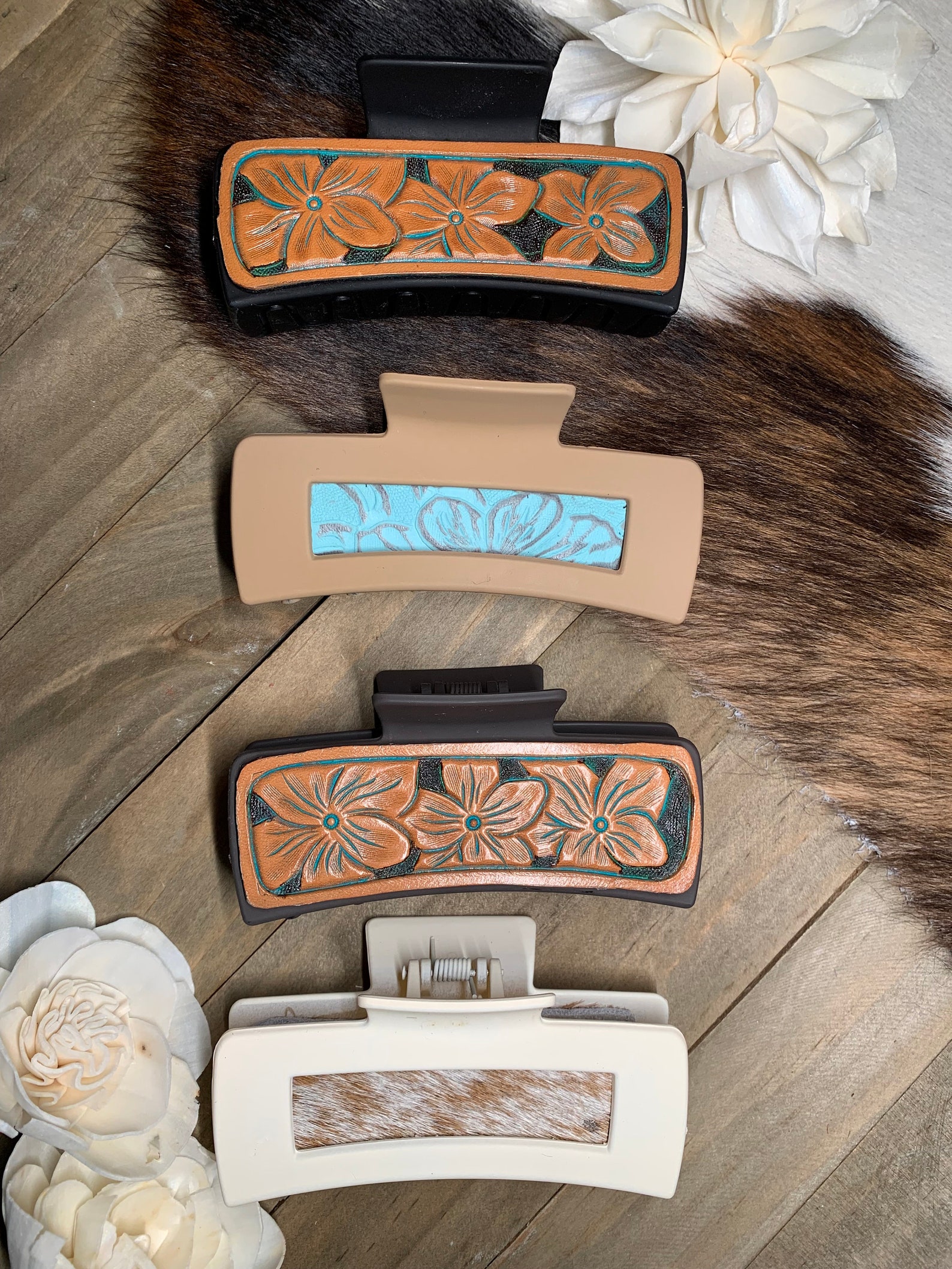 Leather Claw Clip, Handmade Leather Hair Clip, Leather Gift, Western ...