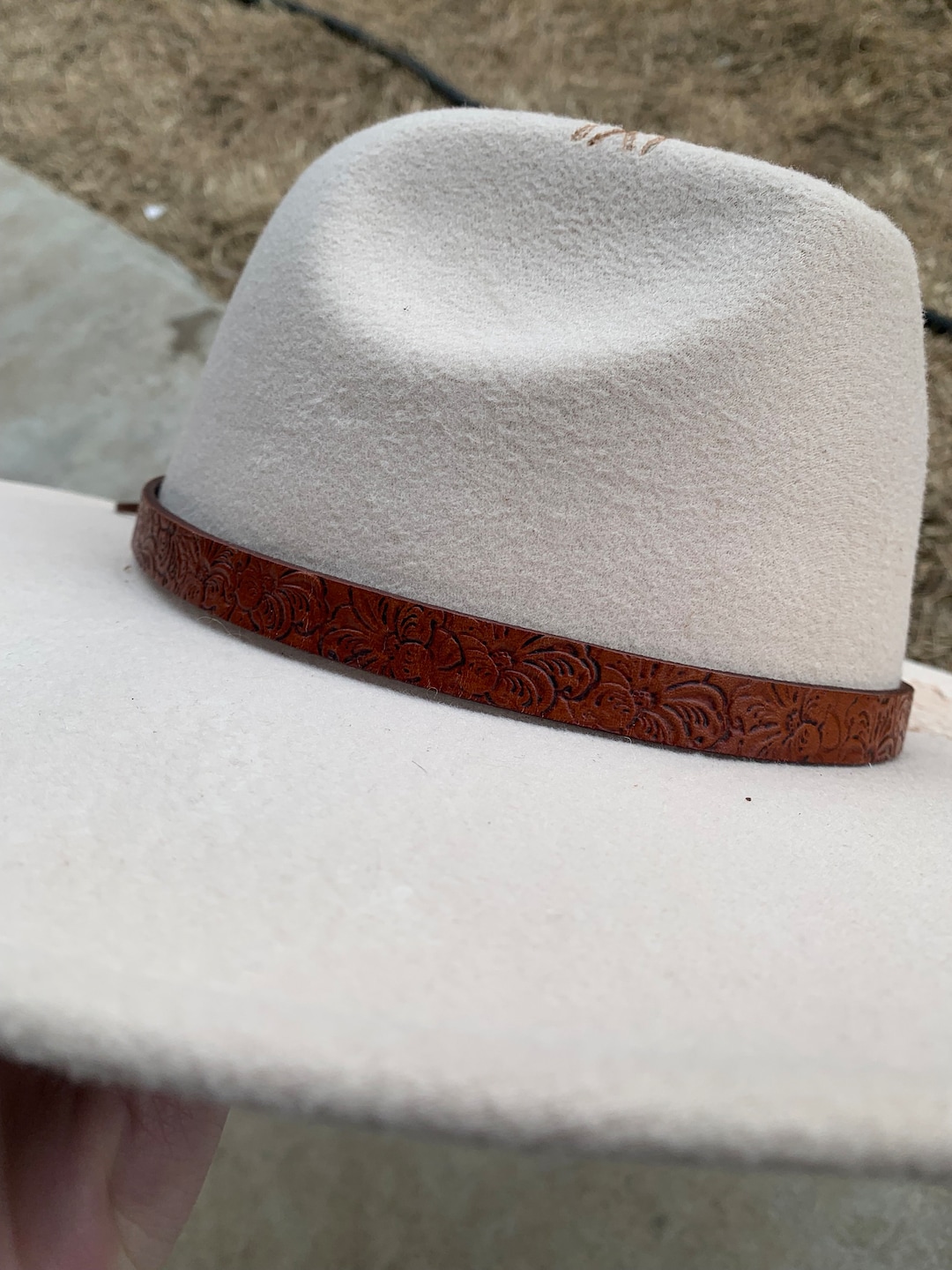 Western Floral Hat Band, Custom Leather Hat Band, Leather Cowboy Hat ...