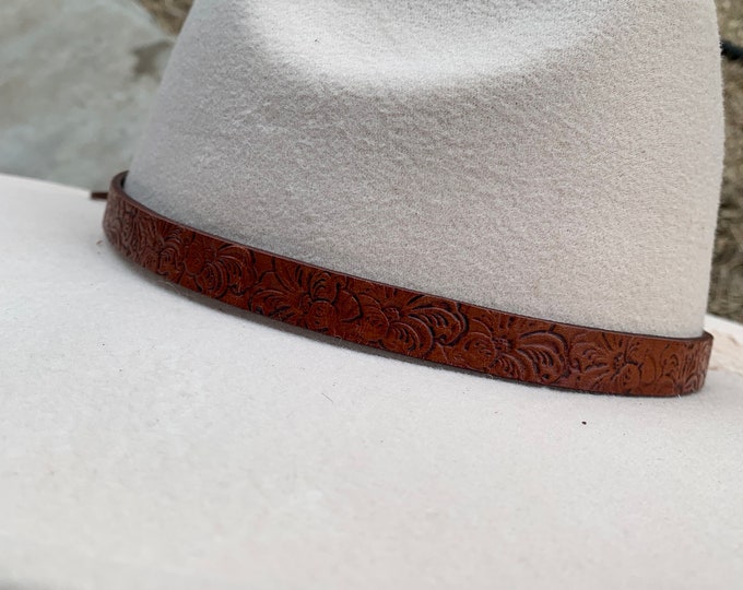 Western Floral Hat Band, Custom Leather Hat Band, Leather Cowboy Hat ...