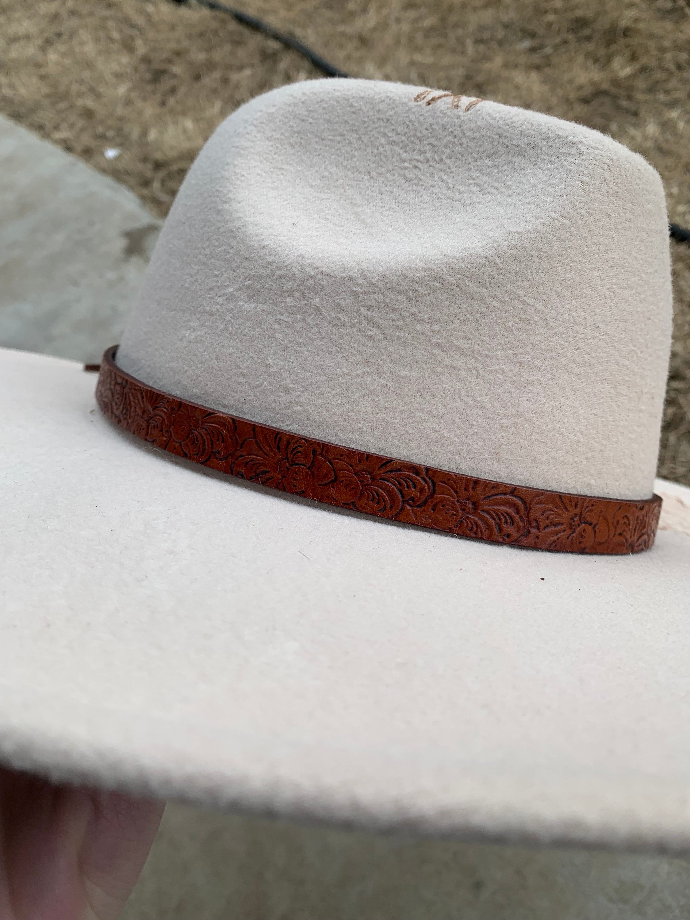 Western Floral Hat Band, Custom Leather Hat Band, Leather Cowboy Hat ...