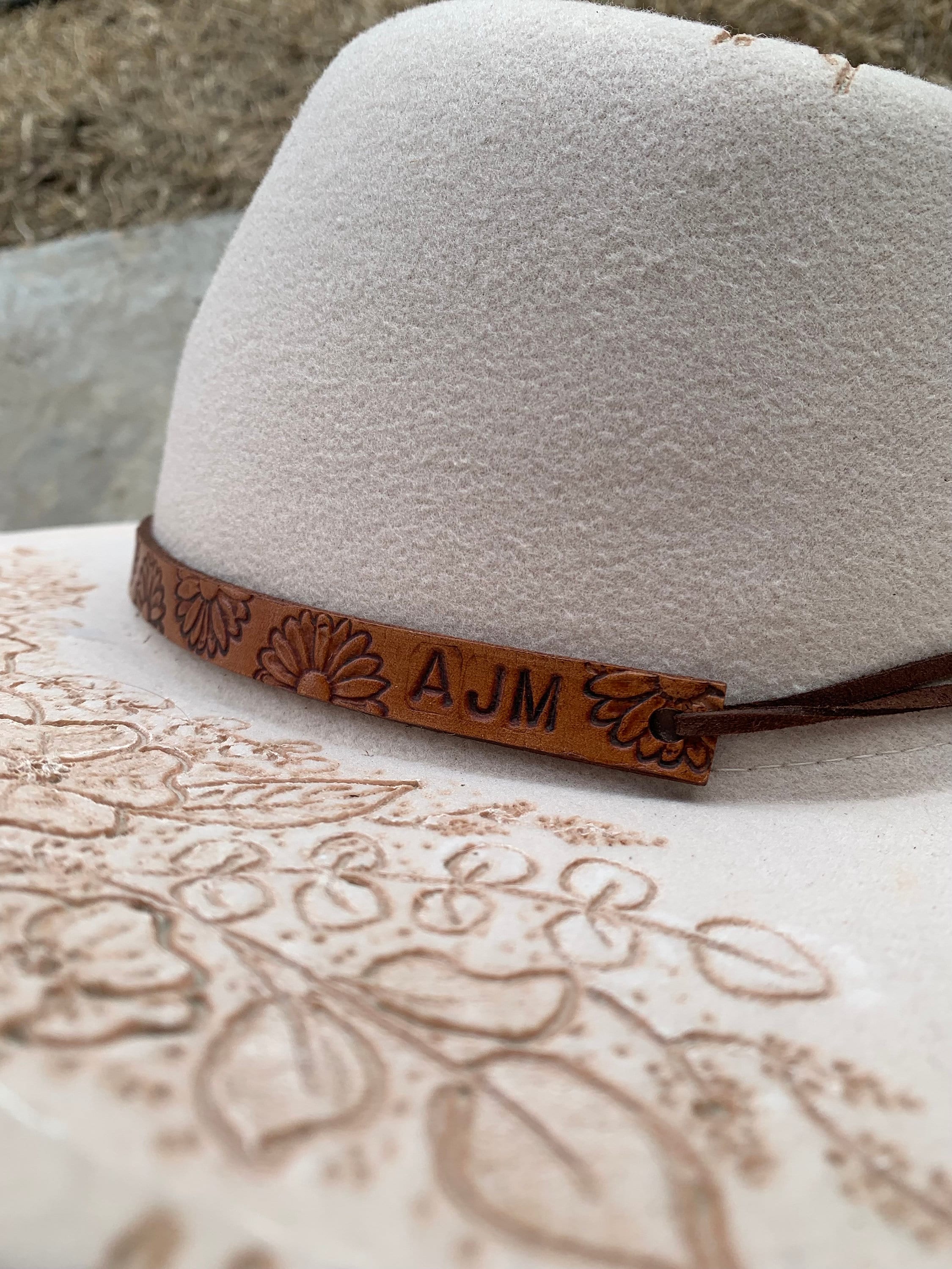 Sunflower Hat Band, Custom Leather Hat Band, Leather Cowboy Hat Band ...
