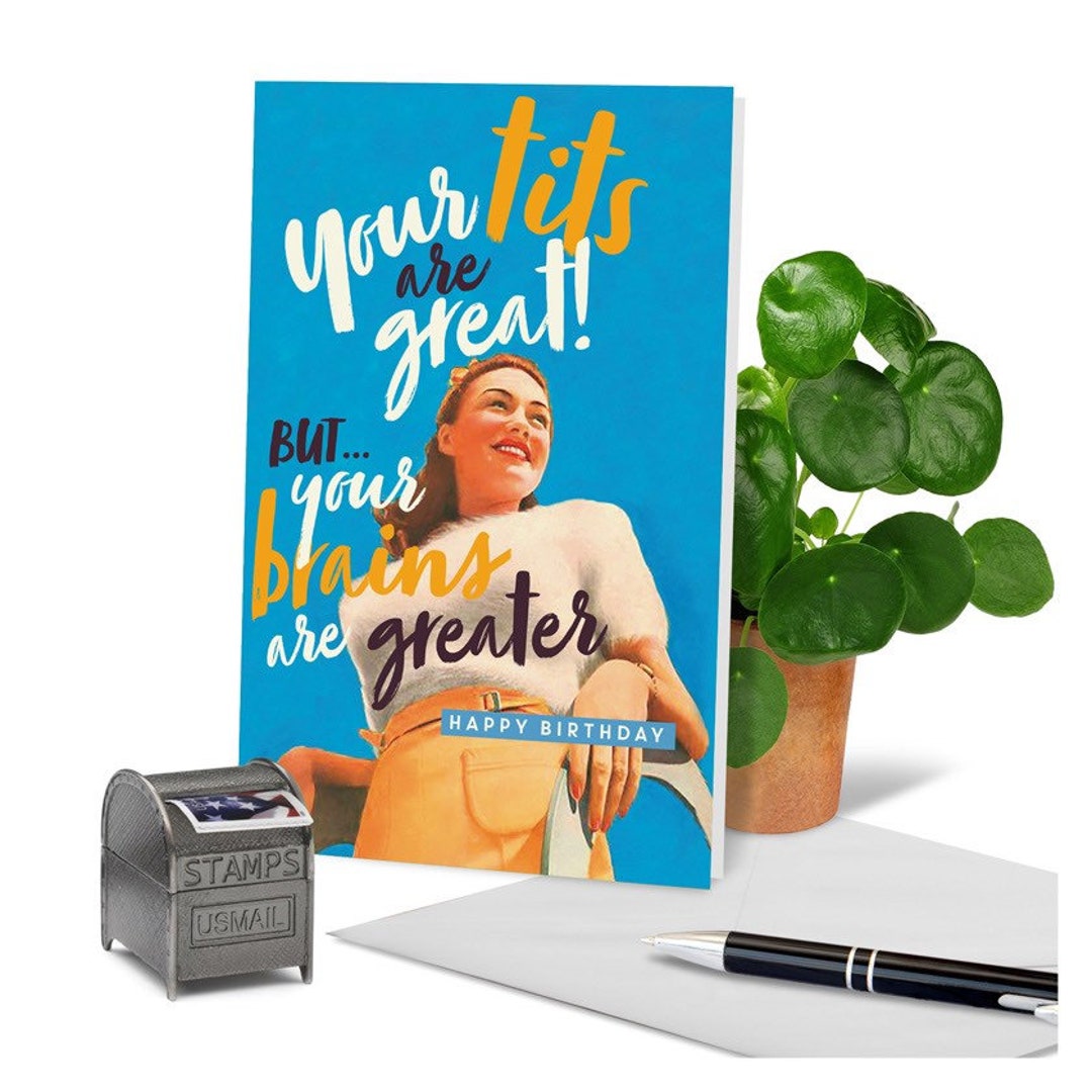 Brains Are Greater Birthday Card|adult Greeting Card|profanity Greeting ...