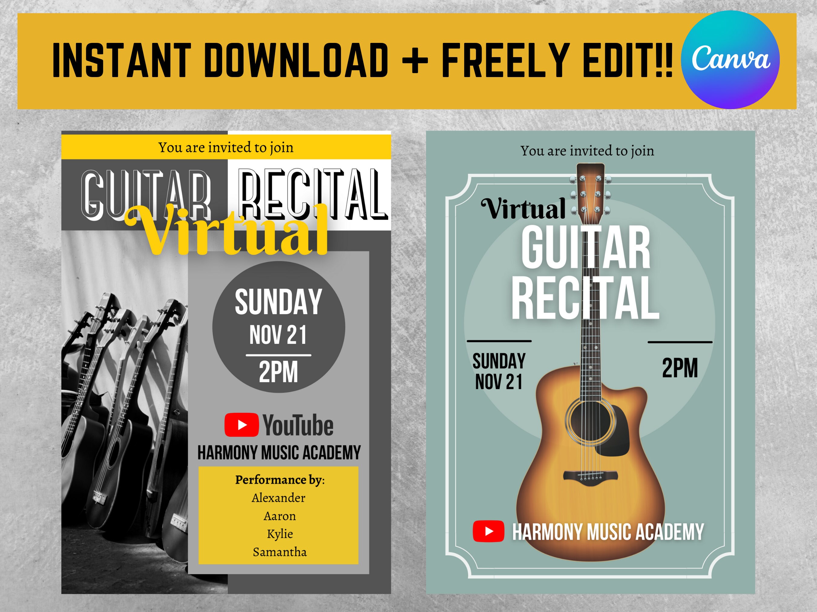 Editable Canva Music Flyer Template Music Recital Invitation - Etsy