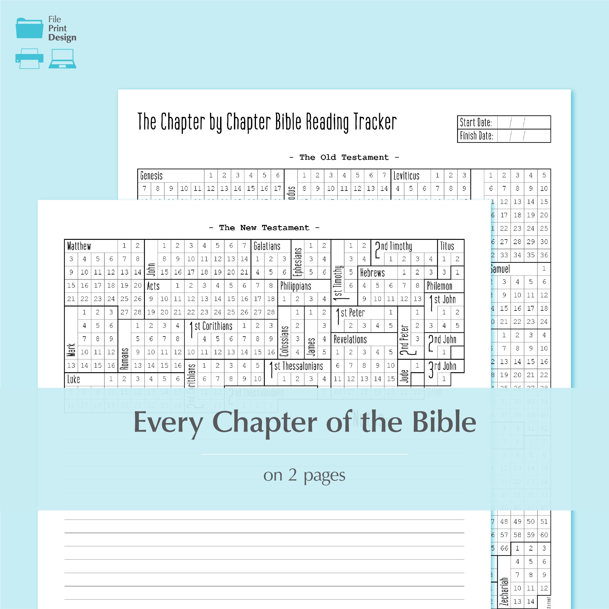 Printable Chapter by Chapter Bible Reading Tracker, Bible Study Tracker ...