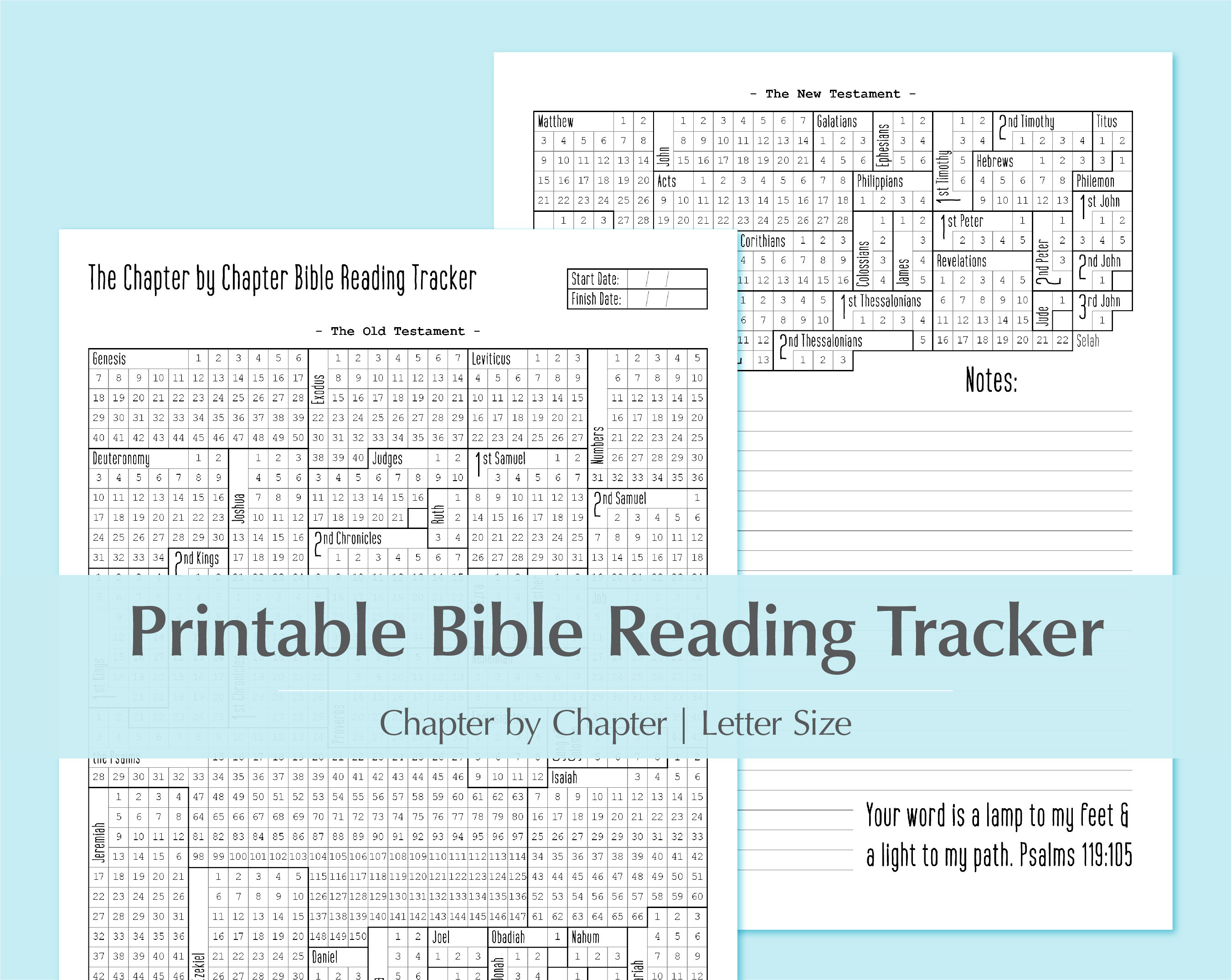 Printable Chapter by Chapter Bible Reading Tracker, Bible Study Tracker ...