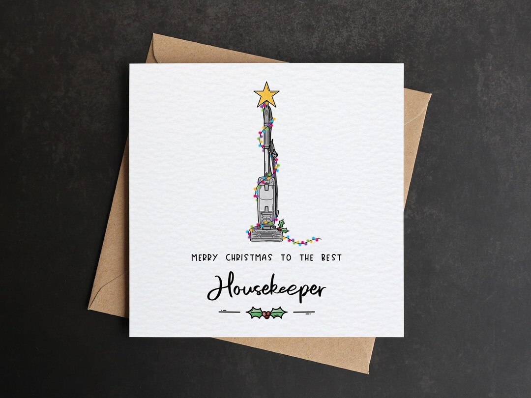 Christmas Card for Housekeeper, Cute Festive Housekeeping Lady Holiday ...