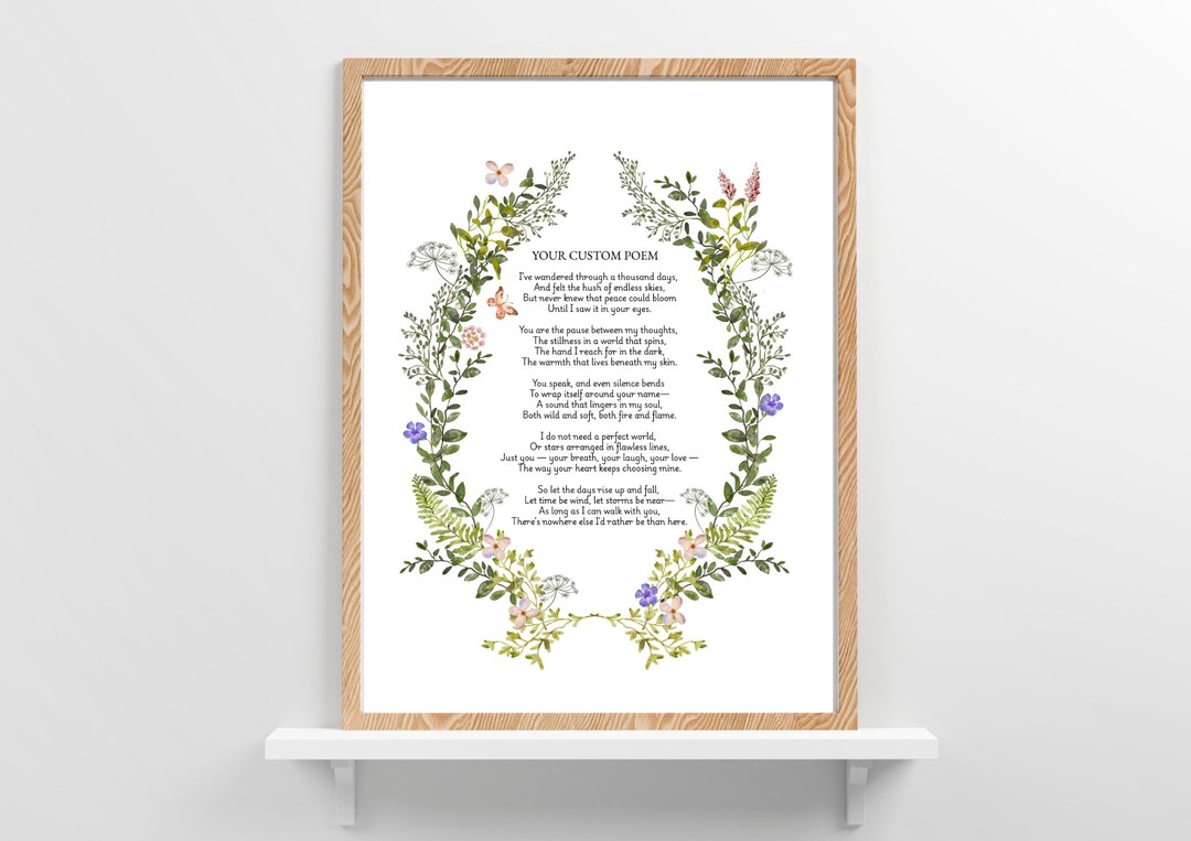 Personalised Mothers Day Poem Print: Custom Vows, Song Lyrics, Sister ...