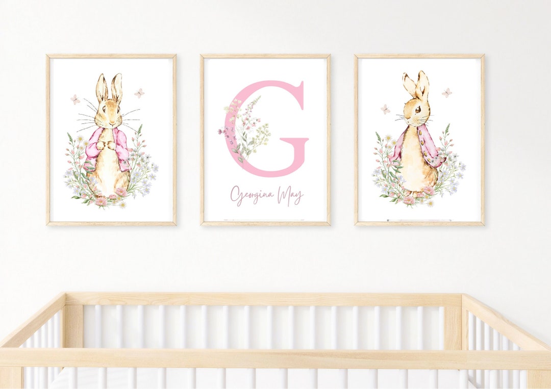 Set of 3 Personalised Peter Rabbit Print, Personalised Name Print ...