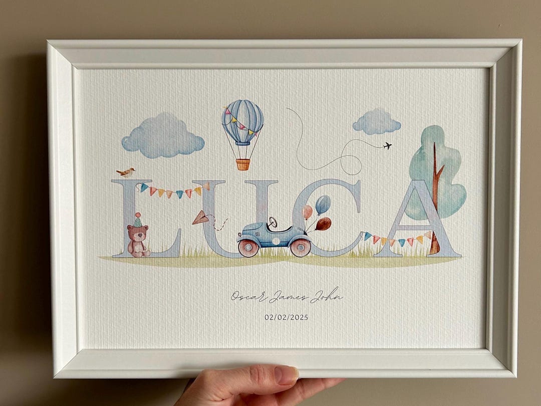 Personalised Baby Name Print: Watercolour Nursery Decor, UNFRAMED - Etsy UK