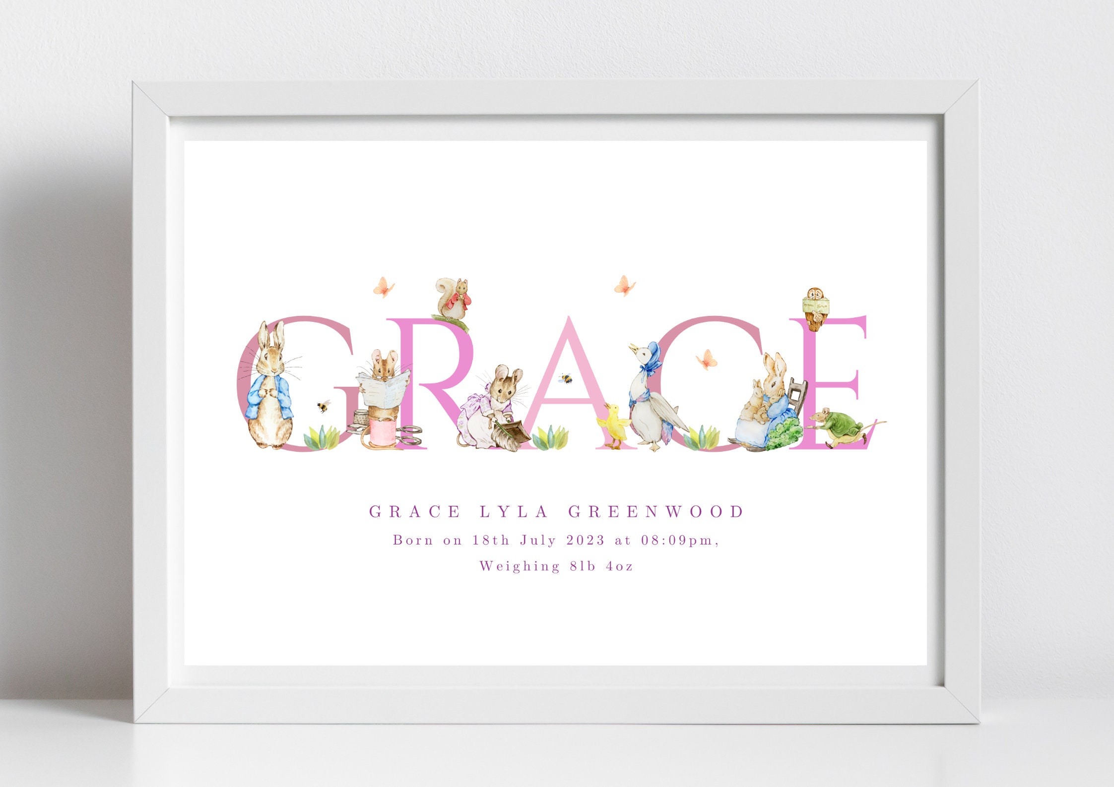 Personalised Peter Rabbit Print, Personalised Name Print, Peter Rabbit ...