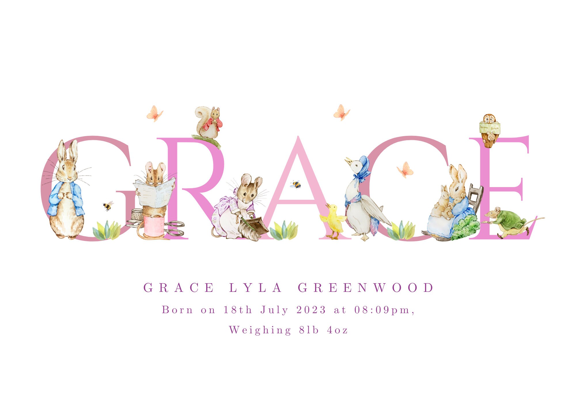 Personalised Peter Rabbit Print, Personalised Name Print, Peter Rabbit ...