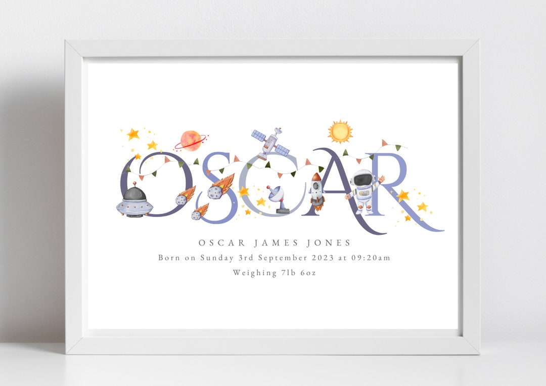 Personalised Space Print, Personalised Name Print, Space, Astronaut ...