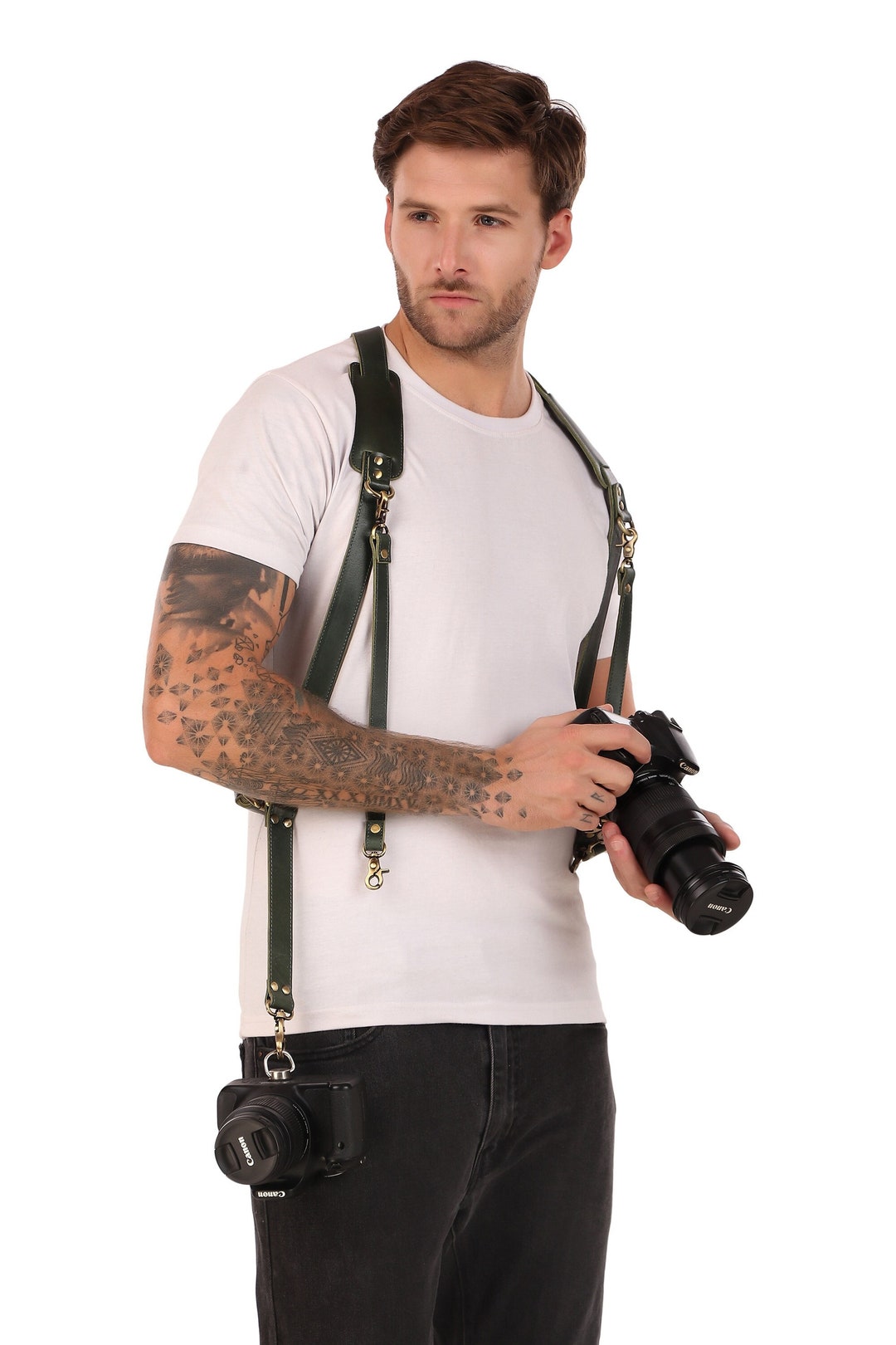 Multi Camera Straps Leather Camera Harness Dual Cameras - Etsy
