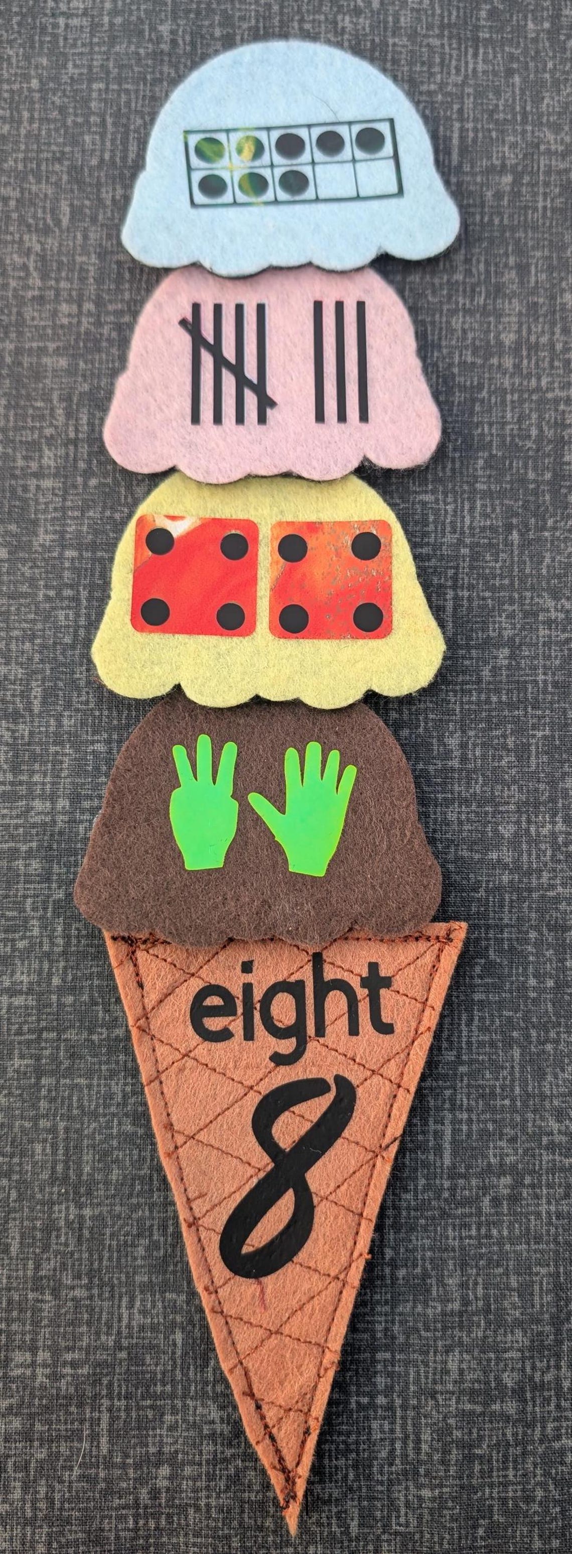 Number Match (subitising) Ice Cream Cones. Felt, Handmade - Etsy UK