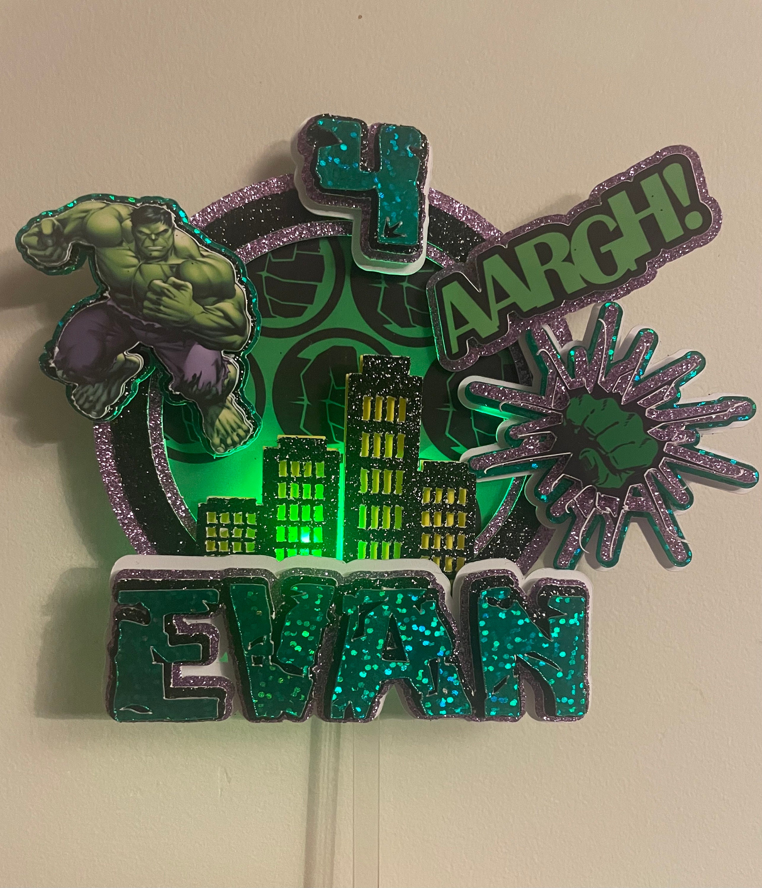 The Incredible Hulk Cake Topper/light Up - Etsy