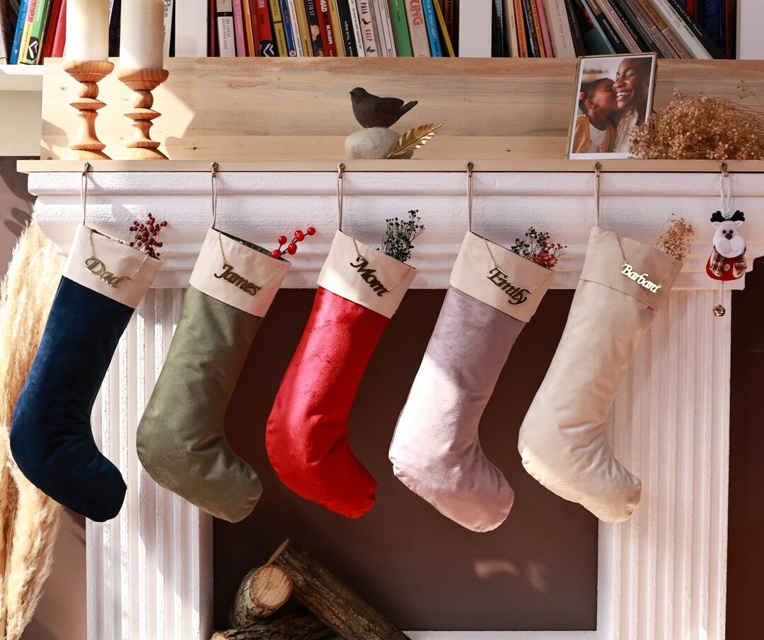 Personalized Velvet Christmas Stocking Custom Name Christmas Stocking ...