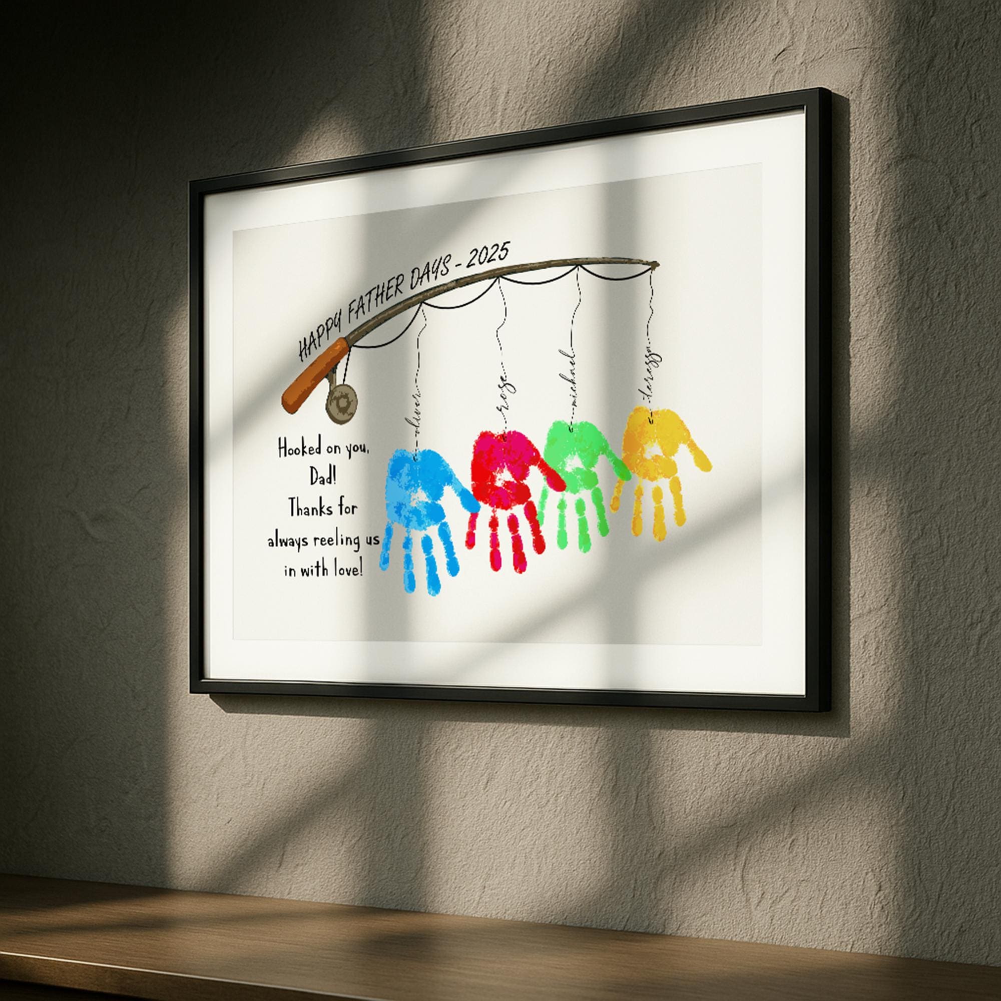 Fishing Handprint Art Gift for Dad – Personalized Fathers Day Keepsake ...
