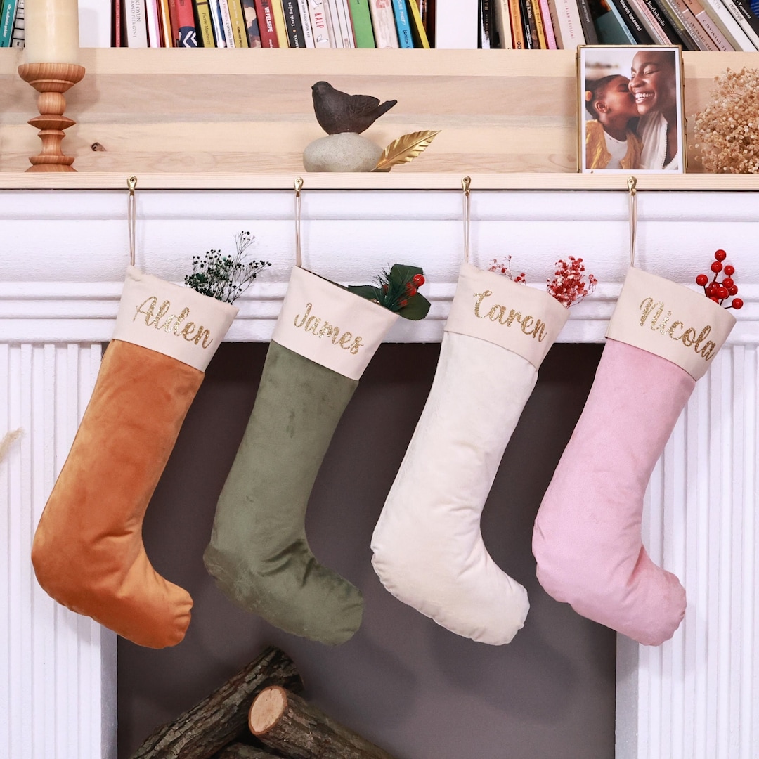 Handmade Velvet Christmas Stocking Custom Name Christmas Stocking Name ...