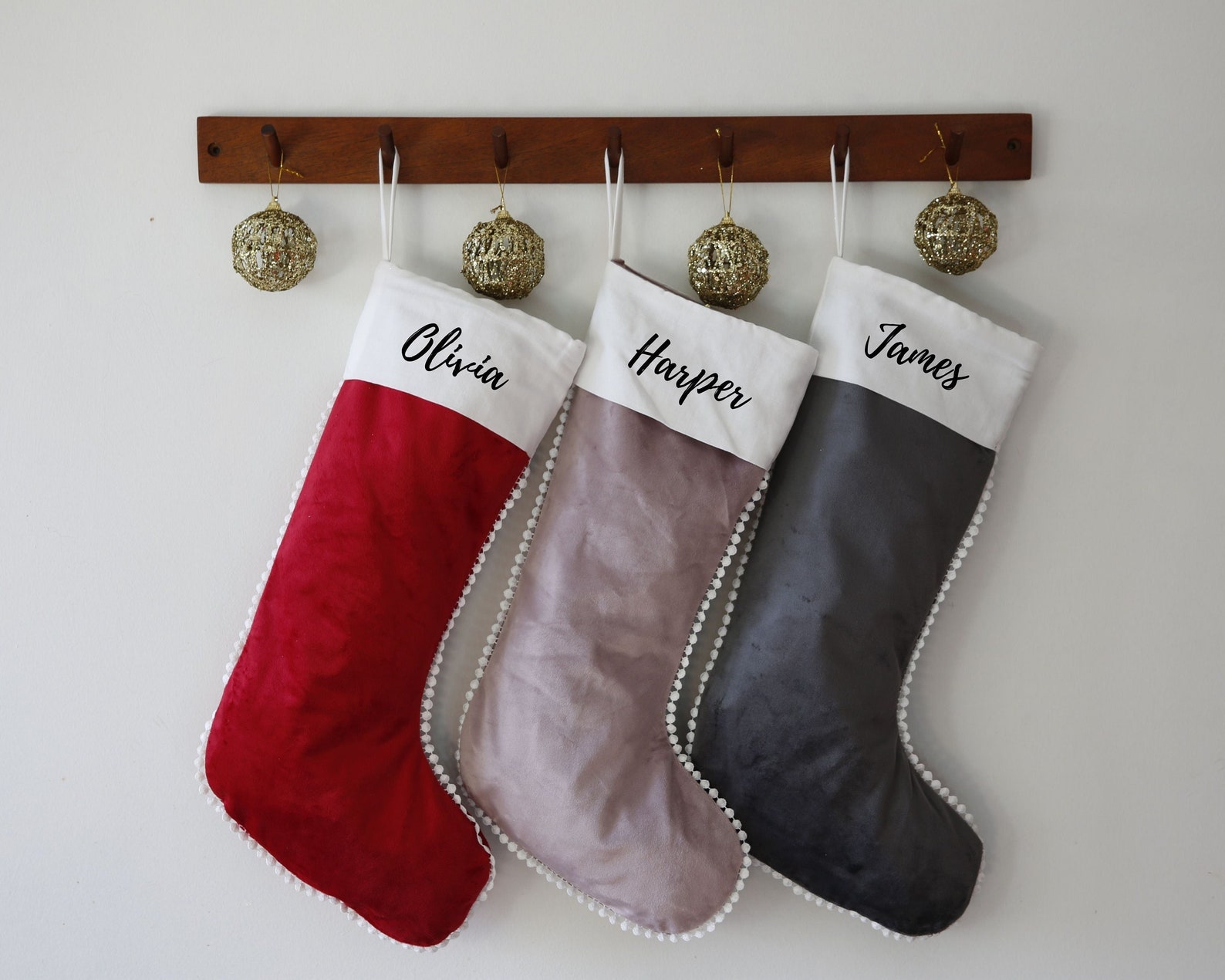 Personalized Velvet Christmas Stocking Custom Name Christmas - Etsy