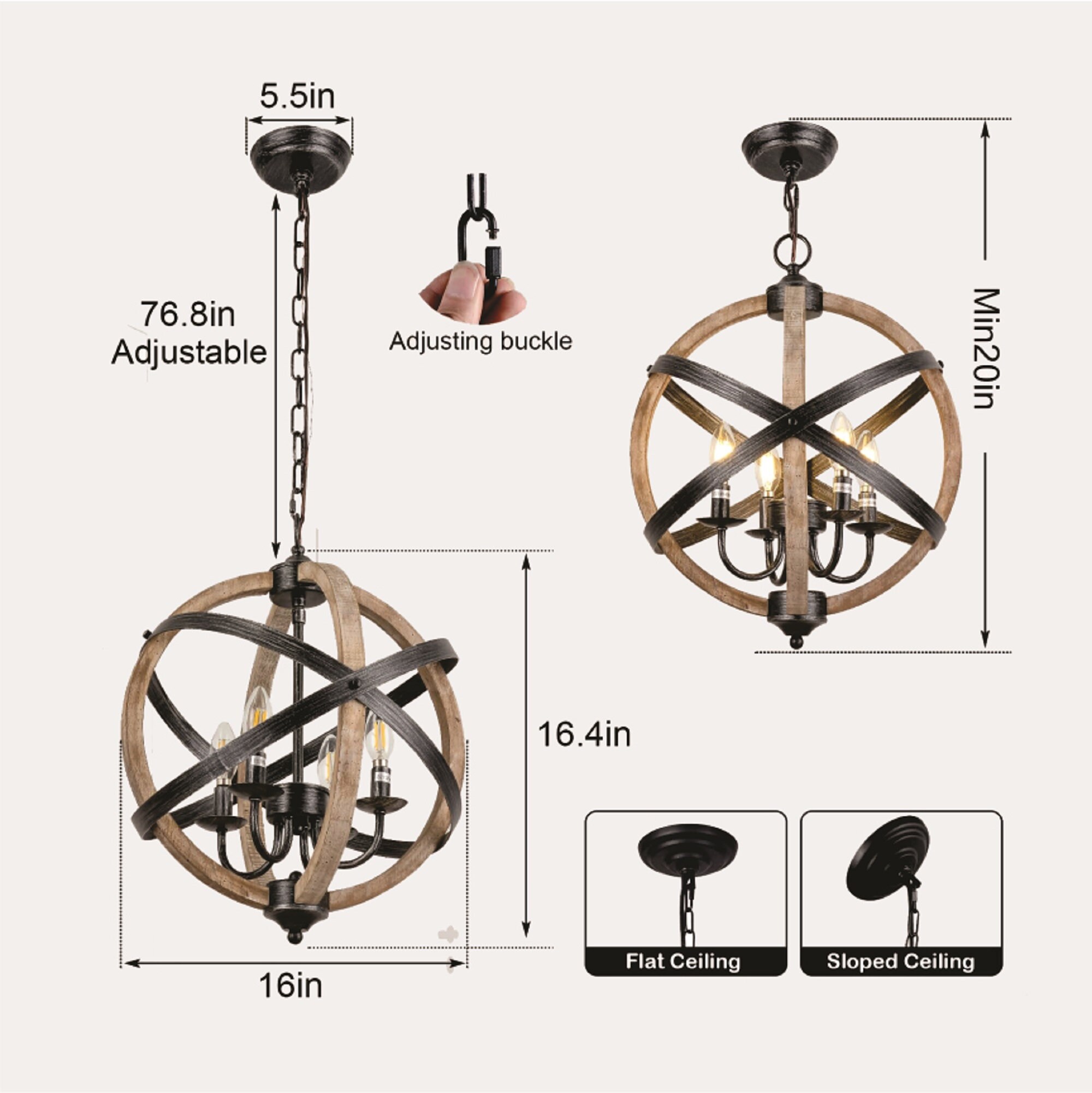 Rustic Wood Light Fixtures 4-light Farmhouse Chandelier Light - Etsy