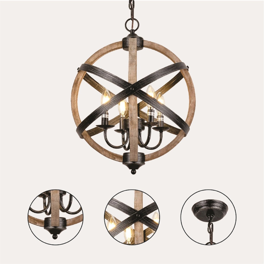 Rustic Wood Light Fixtures 4-light Farmhouse Chandelier Light - Etsy