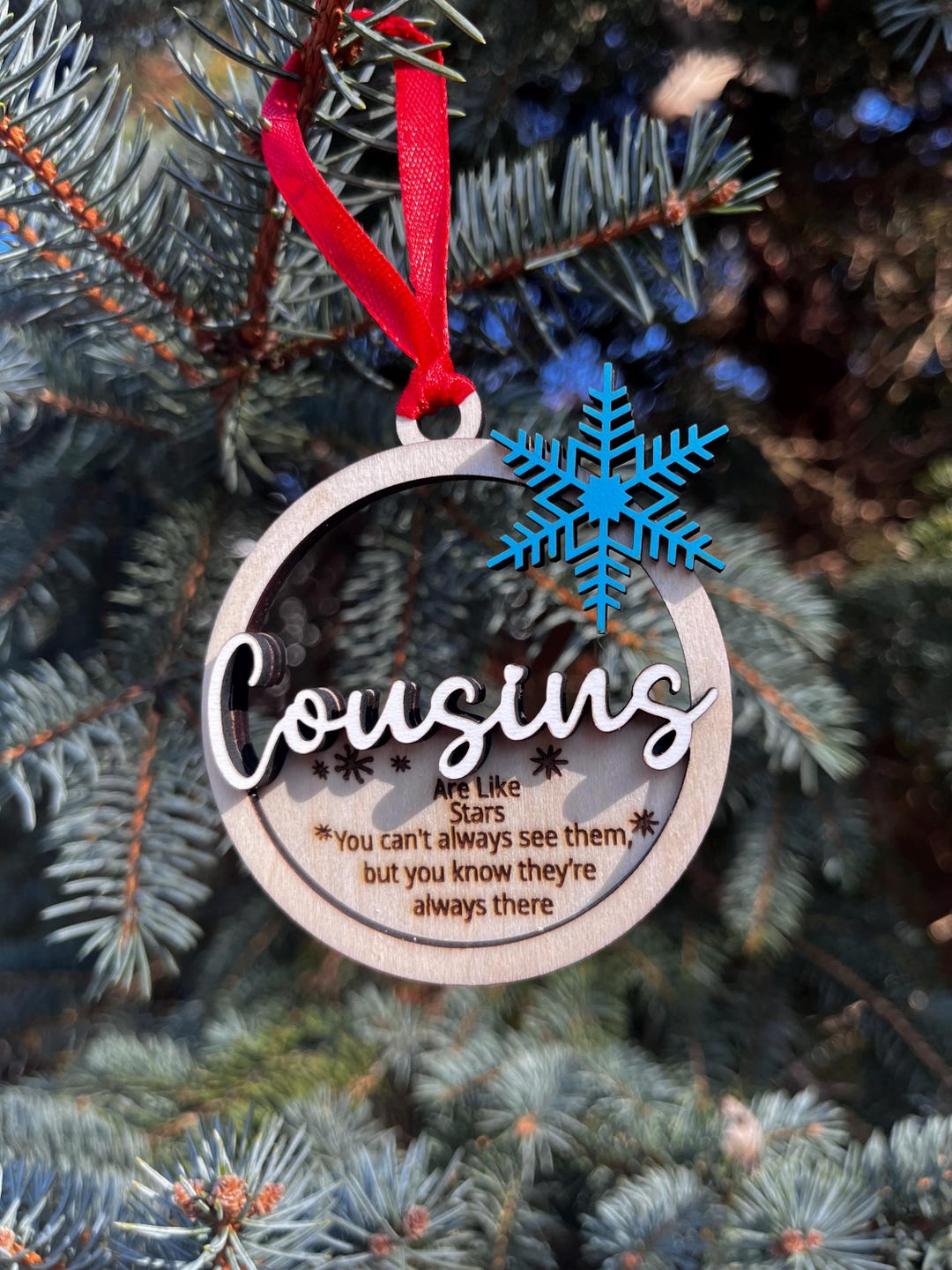 3D Wooden Cousins Christmas Ornament, Family Tree Decor - Etsy