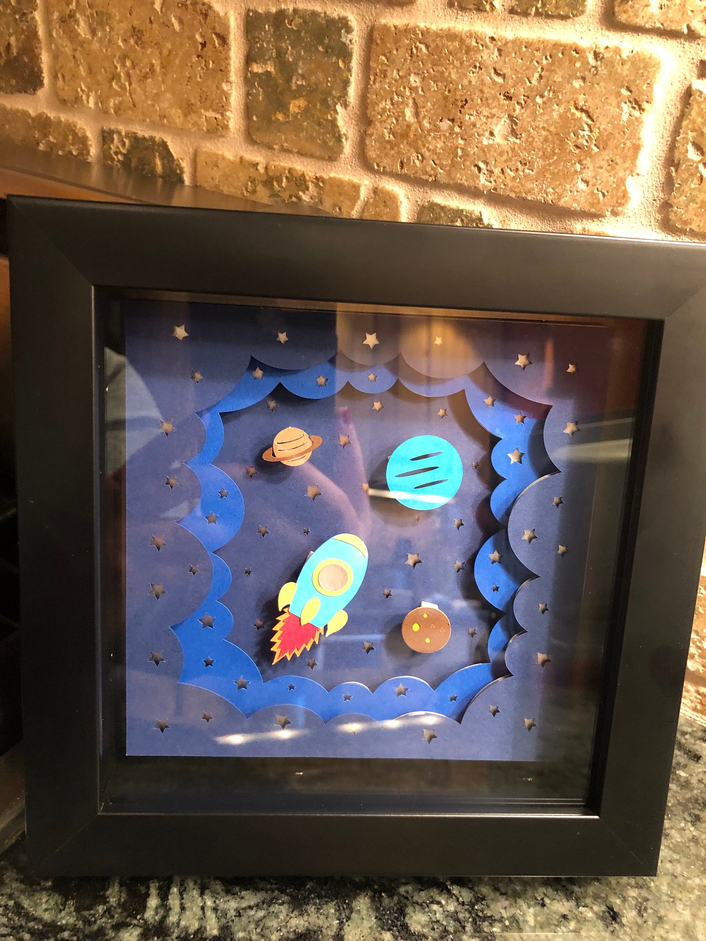 3D Space Rocket Shadow Box Space Rocket Boy Wall Art Spaceship Shadow ...