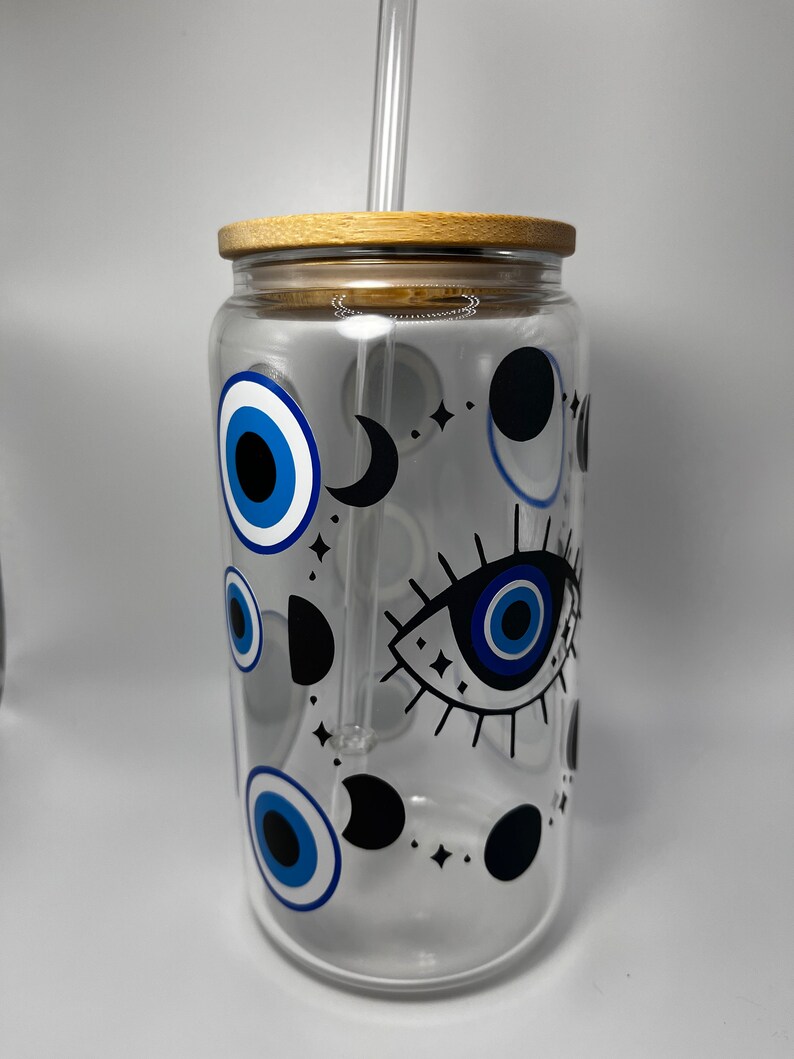 Evil Eye Beer Glass Can Iced Coffee Glass Good Vibes Gifts - Etsy