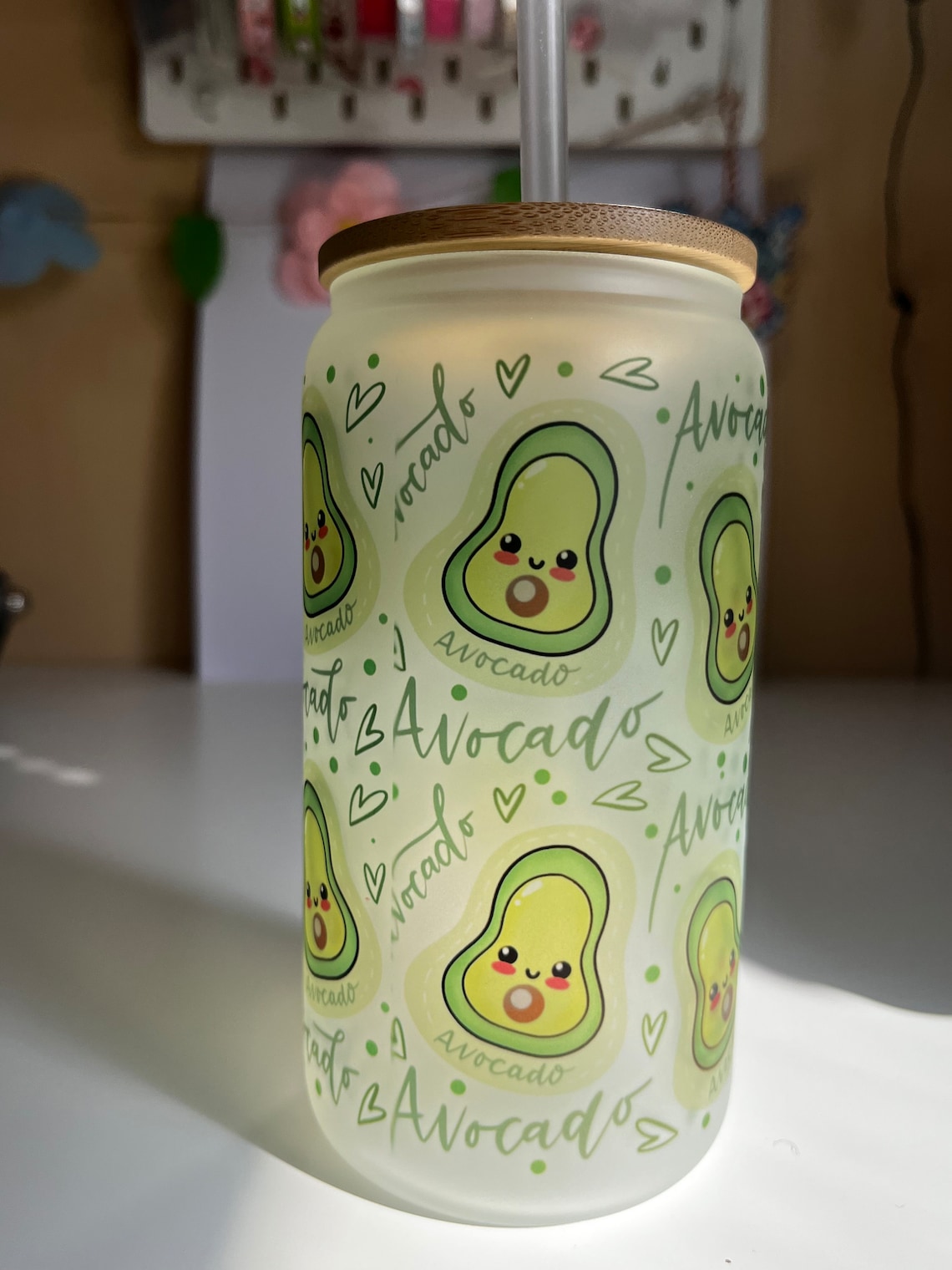 Avocado Frosted Glass Can Cup| Iced Coffee Avocado Cup| Beer Can Glass ...