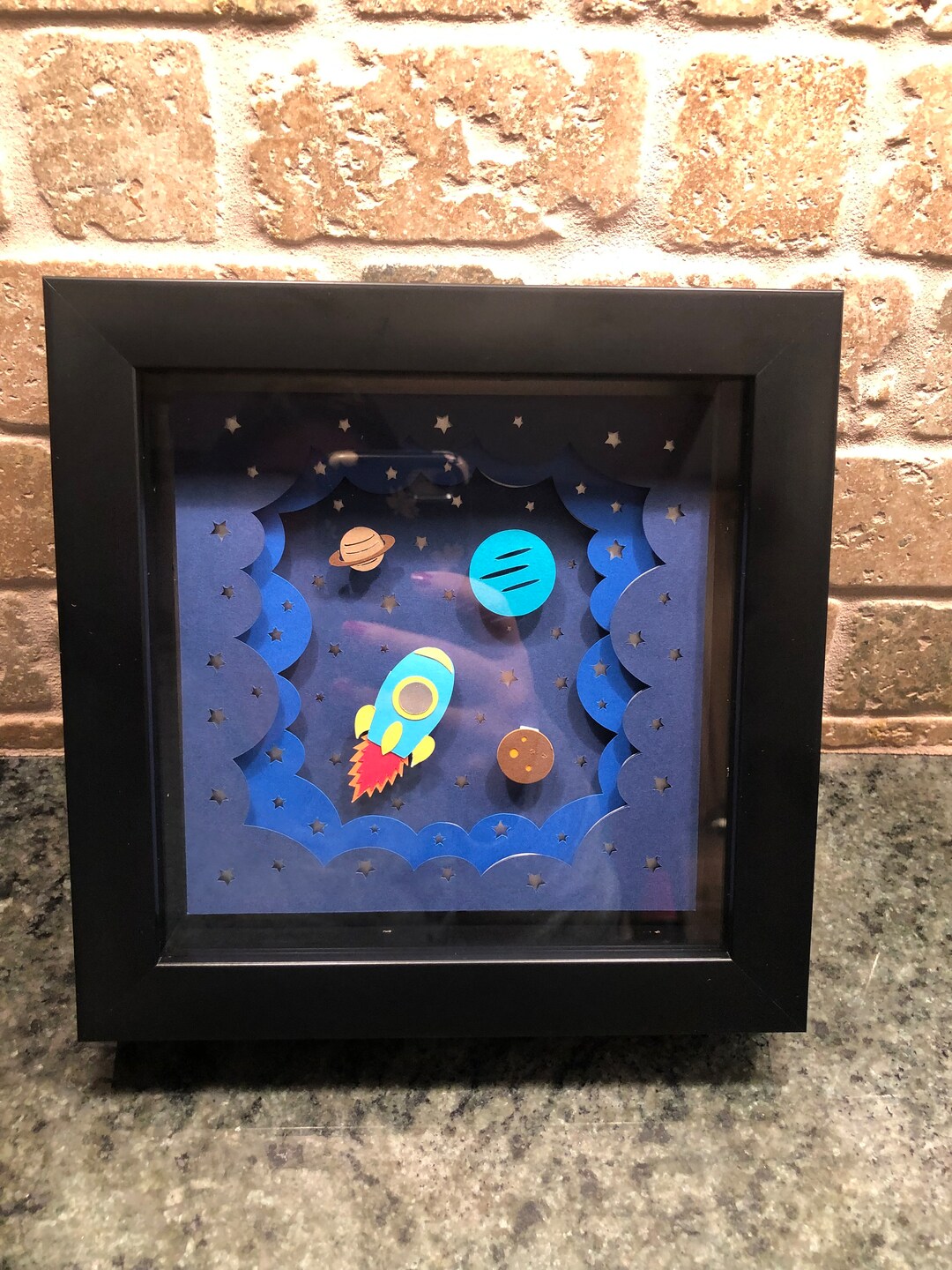 3D Space Rocket Shadow Box Space Rocket Boy Wall Art Spaceship Shadow ...