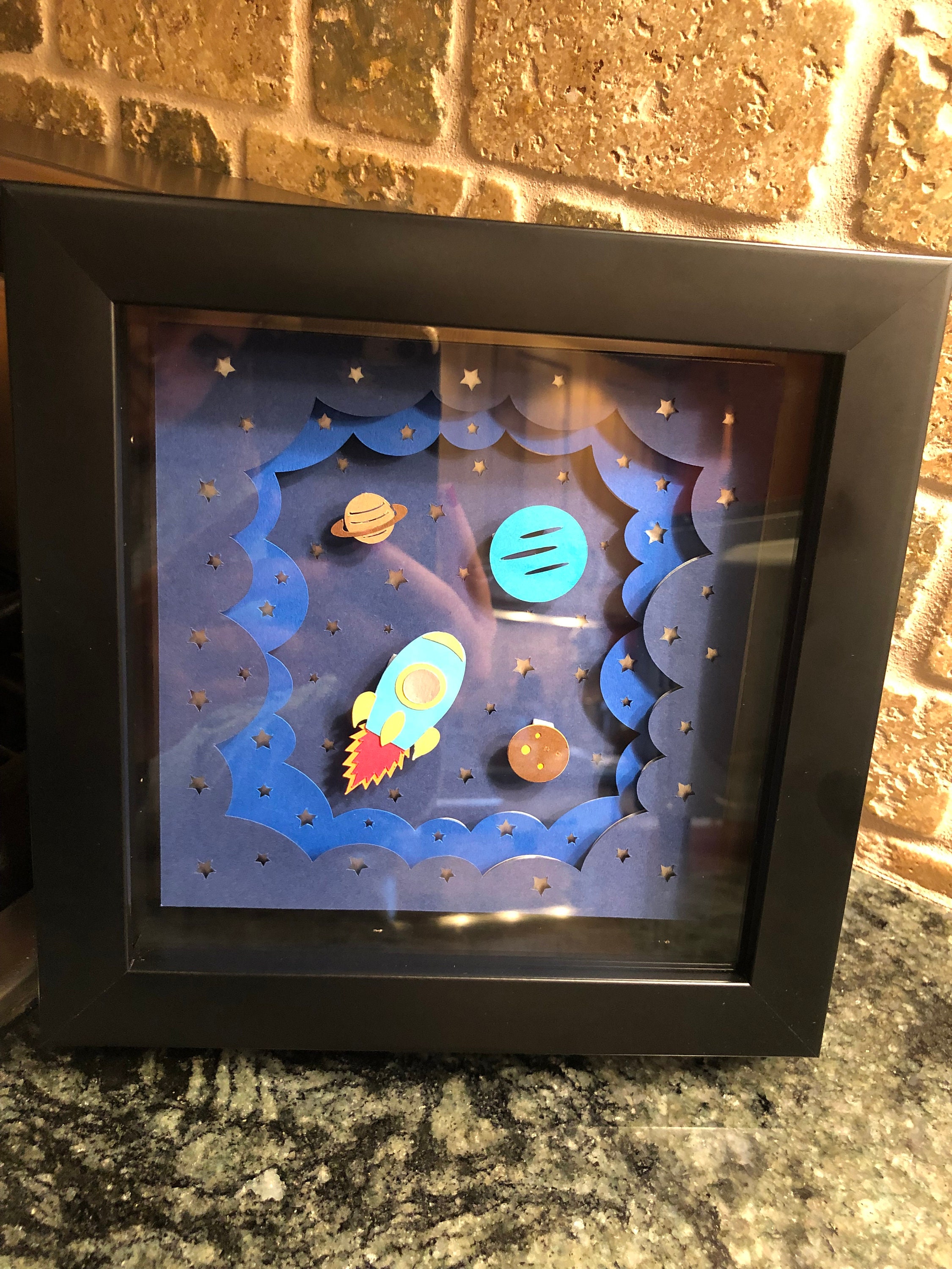 3D Space Rocket Shadow Box Space Rocket Boy Wall Art Spaceship Shadow ...