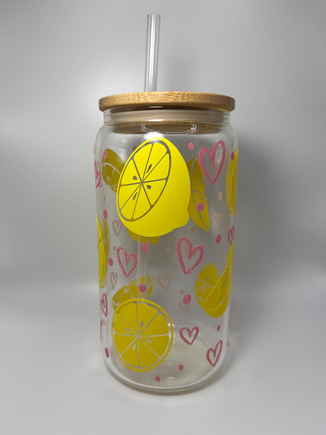 Pink Lemonade Glass Can| Lemon Glass Can| Lemonade Cup | Summer Beer ...