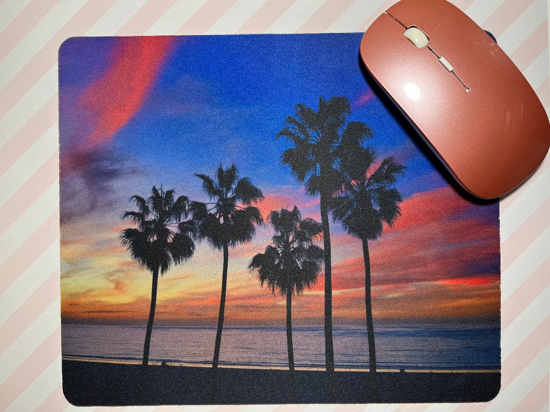 Palm Tree Beach Sunset Mouse Pad | Scenery Sunset Beach Mouse Pad ...