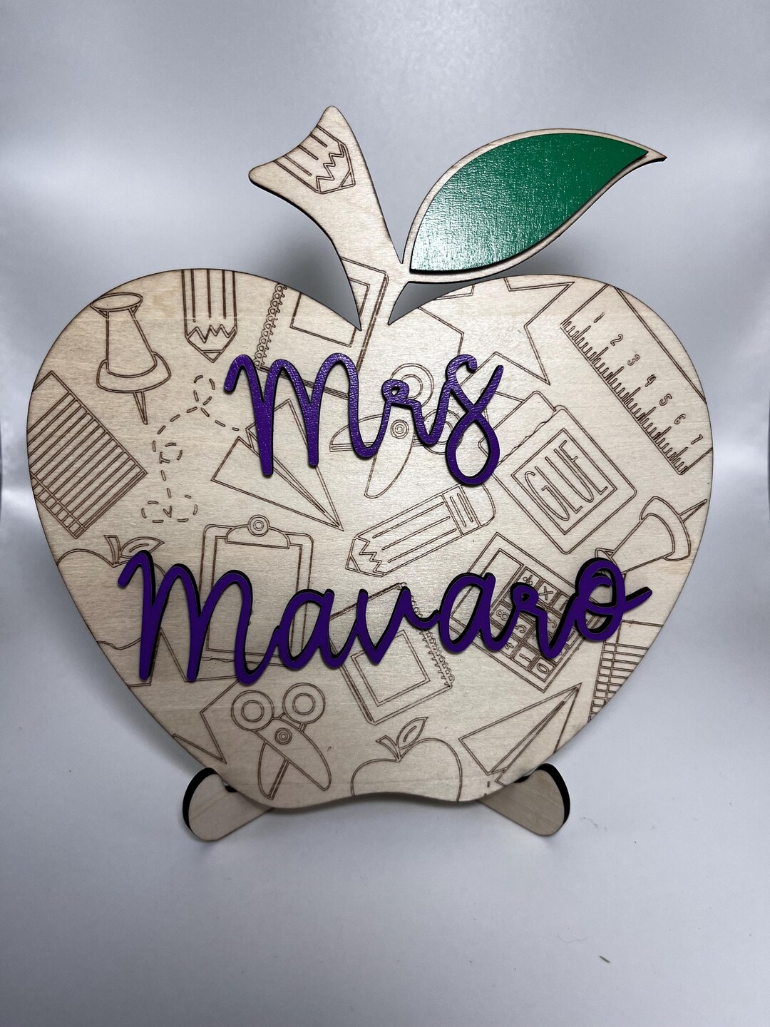 Personalized Teacher Name Sign| Teacher Apple Sign| Custom Desk Name ...