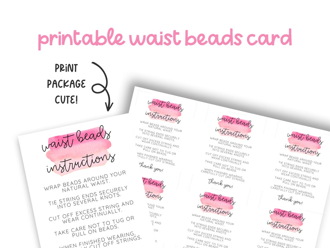 Tie on Waist Beads Instruction Card, Waistbead Instructions, Waist Bead ...