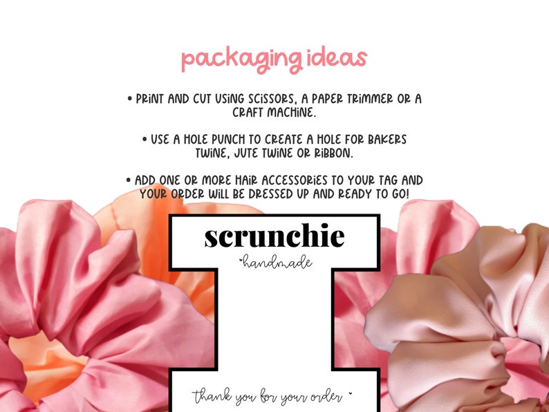 Scrunchie Tag, Scrunchie Holder Digital, Scrunchie Label, Scrunchie ...