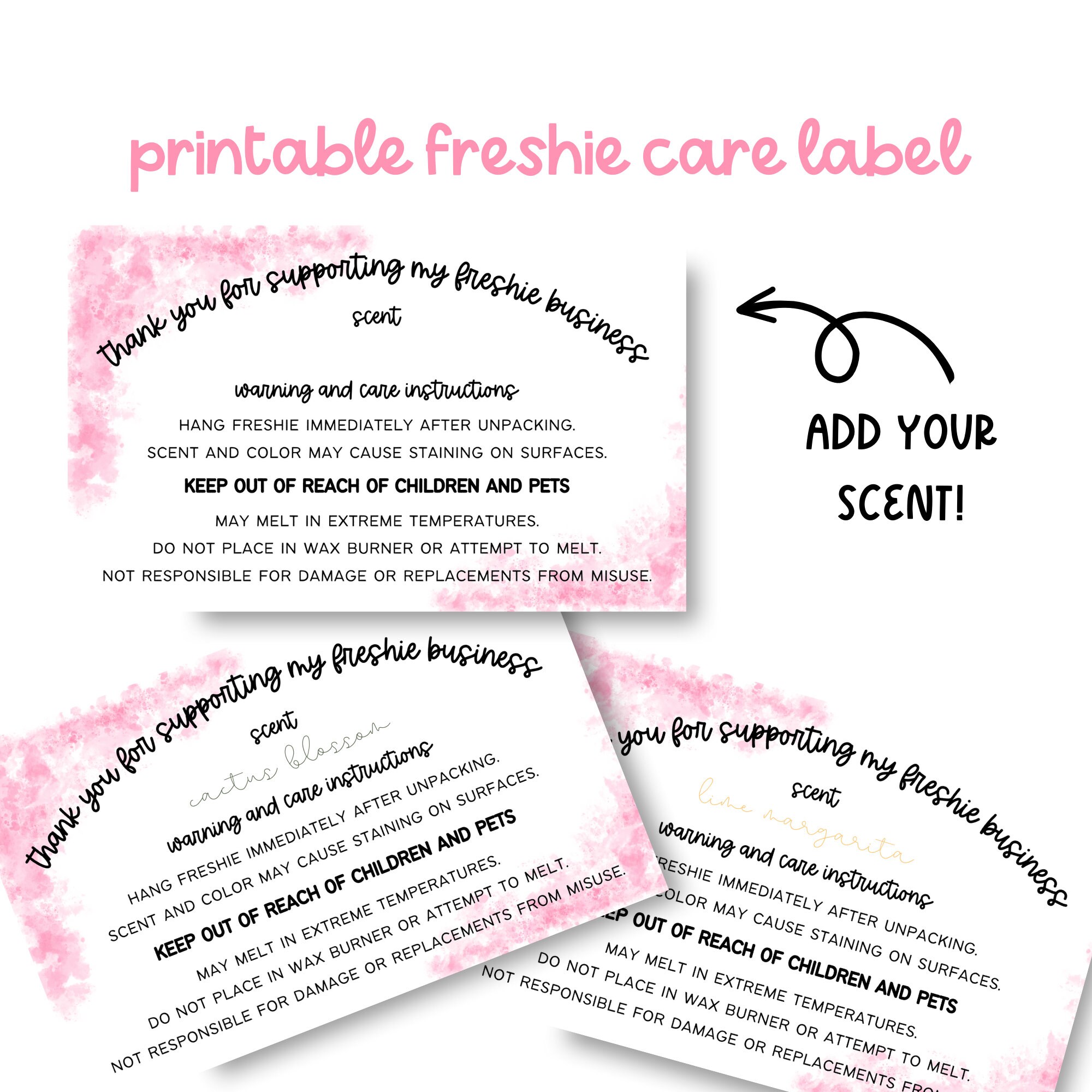 Freshie Labels Printable Freshie Warning Tag Etsy Packaging - Etsy