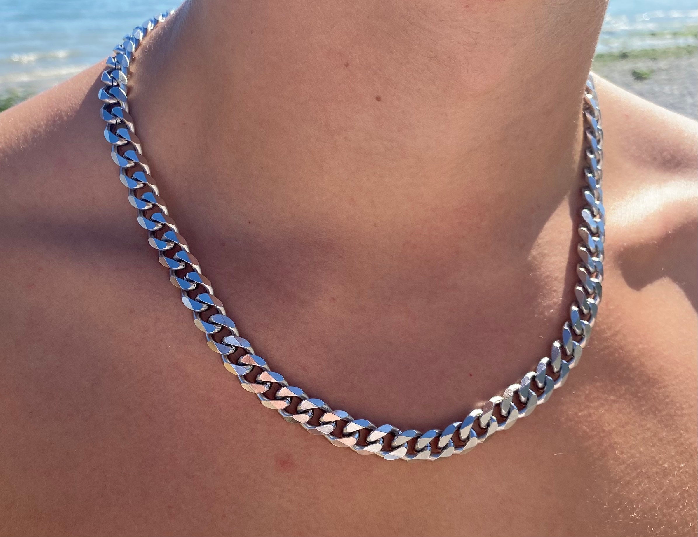 Mens Necklace Mens Silver Cuban Chain 11MM Stainless Steel - Etsy