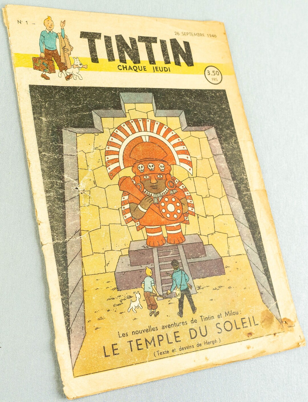 X Rare Journal Tintin Issue 1: 1946 Herge Cover Edition Vintage Comic EO - Etsy