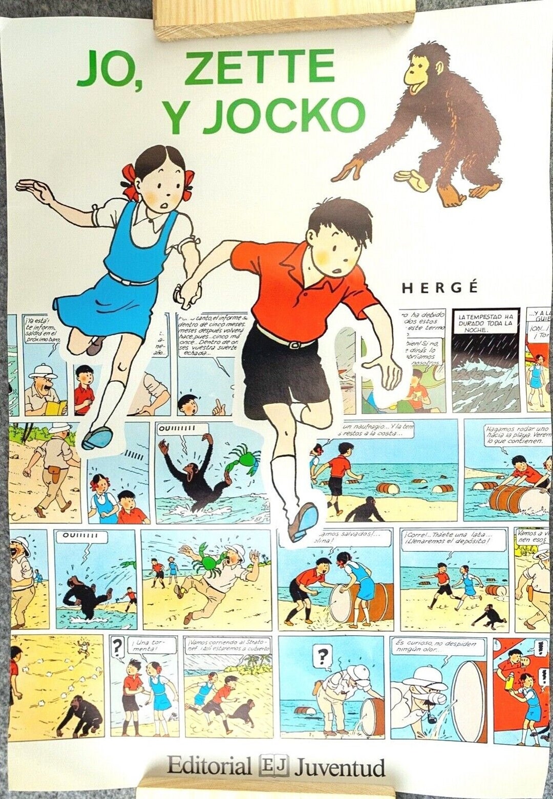 Rare Ltd Jo Zette & Jocko Poster: Editorial Juventud 44x30.5cm Herge ...