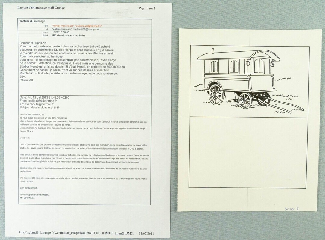 1976 Studios Herge Artwork Design: Gypsy Caravan in Black Ink Original ...